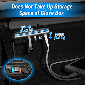 Klutchtech 2021 2022 2023 2024 Model 3/Y Glove Box USB Hub, 4-in-1 USB Hub Glove Box Dash Cam Flash Drive Docking Station Compatible with Model Y Model 3 Accessories -Convex