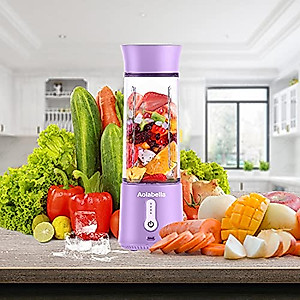 Portable Blender, Personal Size Eletric USB Juicer Cup, Fruit, Smoothie, Baby Food Mixing Machine with Updated 6 Blades,Magnetic Secure Switch for Superb Mixing 500ml (Violet)