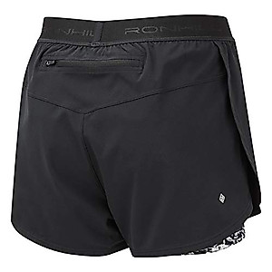 Ronhill Womens Life Twin Short, Black/Mono Mushroom, 8
