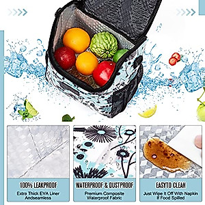 Vessgra Insulated Lunch Bags for Women/Men, Floral Lunch Box, Insulated Lunch Box for Office Work Picnic Travel Leakproof Cooler Lunch Bag with Adjustable Shoulder Strap for Adult/Geometry