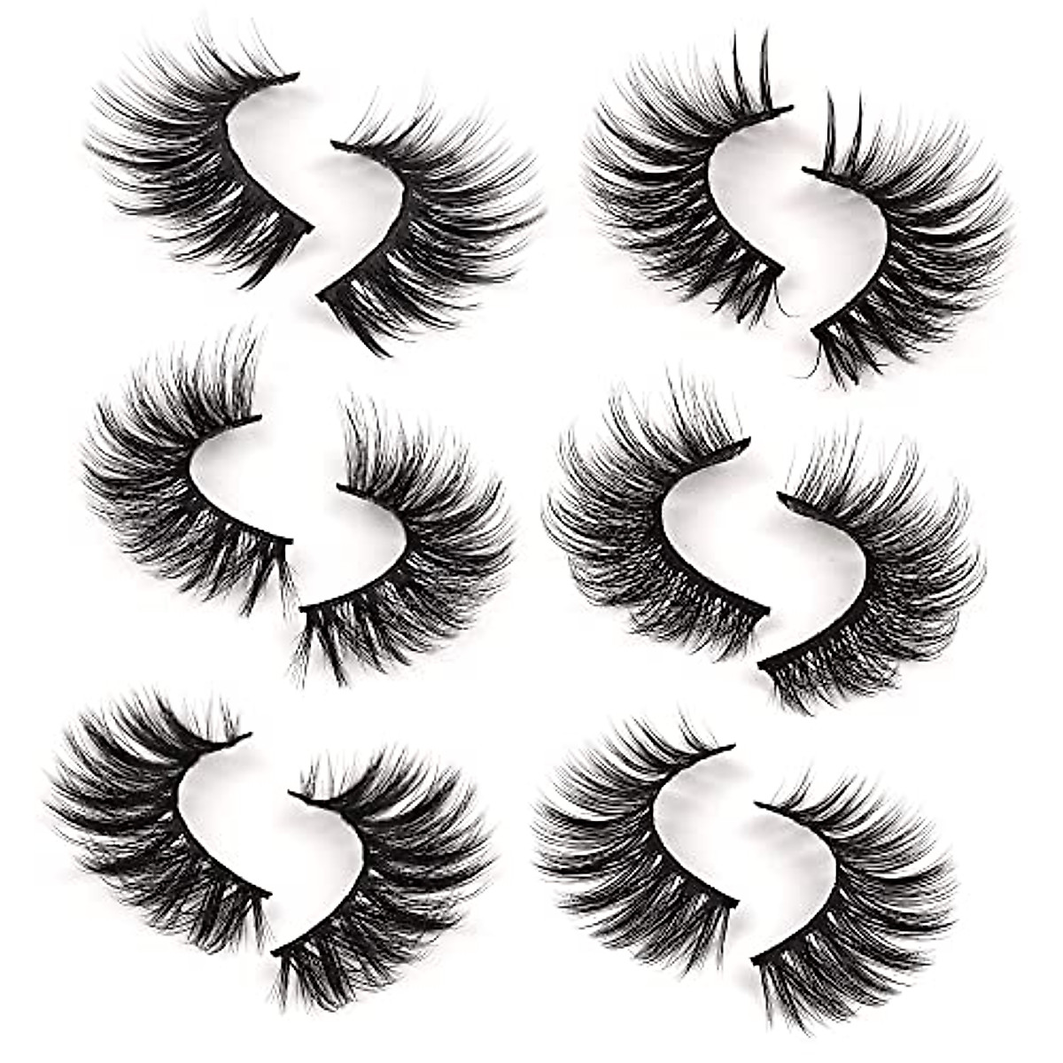 Ruairie 24 Pairs False Eyelashes Natural Look Wispy Fake Eyelashes Pack 6 Styles Mixed Natural Mink Lashes Fluffy 16-20MM False Lashes Bulk
