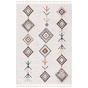 Safavieh Chapel Collection Accent Rug - 4' x 6', Ivory & Black, Rustic Boho Braided Tassel Design, Non-Shedding & Easy Care, Ideal for High Traffic Areas in Entryway, Living Room, Bedroom (CHP402A)