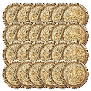 Havercamp Cut Timber 10" Party Plates (24 plates)! 24 Lg. Round Dinner Paper Plates from the Cut Timber Party Collection.