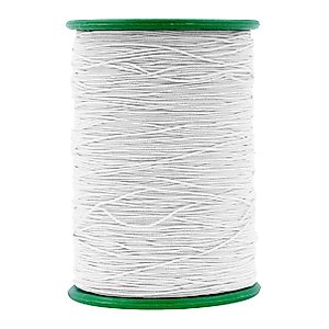 Mandala Crafts White Shirring Elastic - 0.6mm 546 Yards Fine Thin Stretch Thread for Sewing & Knitting Machines