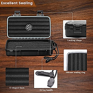 Flauno Travel Cigar Humidor Case - Portable Cigar Box with Humidifier Disc & Cigar Cutter | Waterproof | Crushproof | Airtight | Durable (Holds up to 5 Cigars)