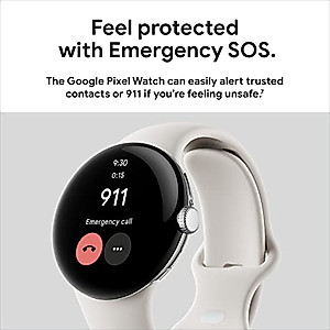 Google Pixel Watch - Android Smartwatch with Fitbit Activity Tracking - Heart Rate Tracking - Polished Silver Stainless Steel case with Chalk Active band - WiFi