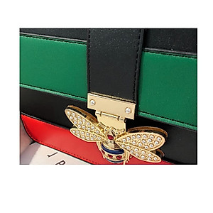 JayGsempire Luxury Medium top handle bag with Bamboo handle, Crossbody Bags for Women, Satchel Handbags, bee bags, women Purses (Black)