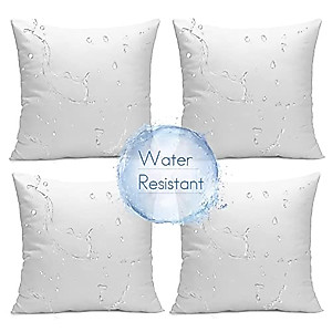 Ashler 18 x 18 Outdoor Pillow Inserts Set of 4 Water Resistant Throw Pillow Inserts Premium Hypoallergenic Pillow Insert for Patio, Bench, Garden, Indoor Outdoor Decorative Made in USA
