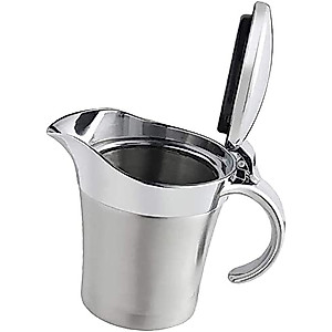16Oz Stainless Steel Double Insulated Gravy Boat/Sauce Jug - with Hinged Lid