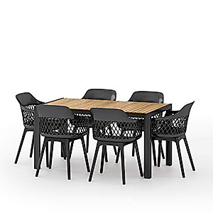 Christopher Knight Home Azalea Outdoor Dining Sets, Black + Teak