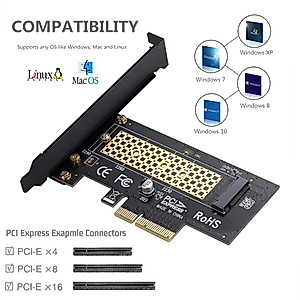 M.2 NVME to PCIe 3.0 x4 Adapter with Aluminum Heatsink Solution