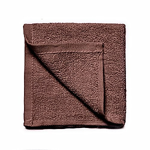 BHT Hand Towel Set, 4-Pack, 100% Cotton, Soft, Absorbent, Quick Dry, Easy Care (Dark Reddish Brown, 28" x 16")