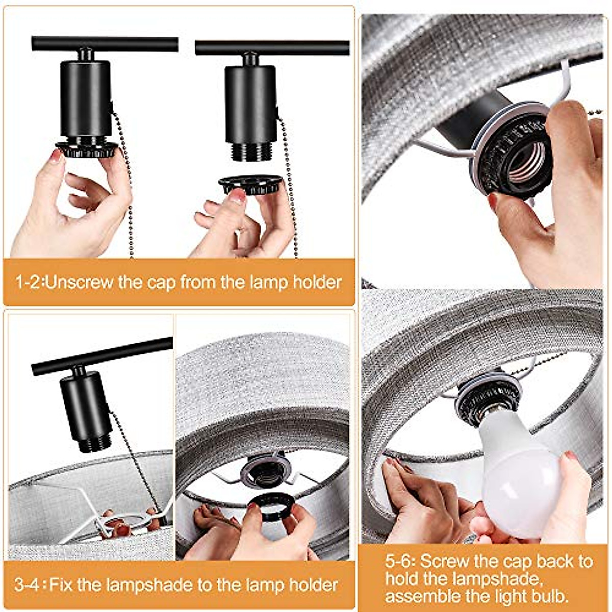 EDISLIVE 3-tier Drum Linen Lamp Shade for Pendant Lamp Floor Lamp Chandelier Replacement Shade Clip on Bulb Classic Round Lampshade Cover Only (Yellow)