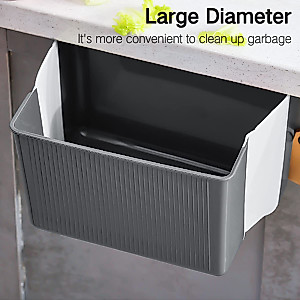 Hanging Kitchen Trash Can, Foldable Mini Garbage Can Plastic Waste Bin Compact Portable Trash Can for Cabinet Office Bedroom Bathroom Kitchen Car, Wall Mounted Collapsible Garbage Bin (A-Grey)