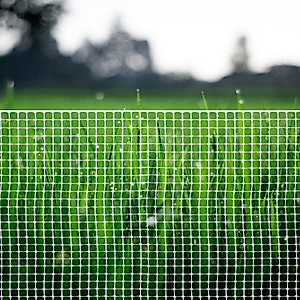 BOEN Garden Fence Temporary Barrier Outdoor Fence for Dog, Rabbit or Deer, Garden Netting Plastic Mesh Plant Protection (40" x 25', White)