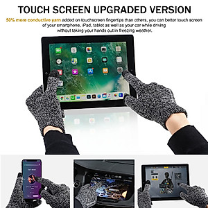 TRENDOUX Unisex Touchscreen Winter Gloves - Elastic Cuff, Thermal Lining, Stretchy Material - Black, White
