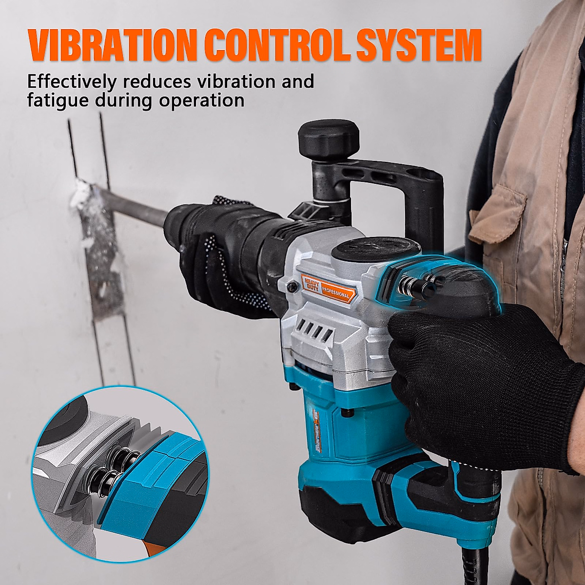 Berserker 1300W 16-Pound SDS-Max Demolition Jack Hammer, 1-9/16" 11-Amp Small Corded Electric Demo Chipping Hammer for Floor Tile Removal, Concrete Breaker with Carrying Case & 3 Chisels