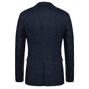 Men's Tailored Casual Blazer Slim Fit One Button Business Sport Coat Navy L