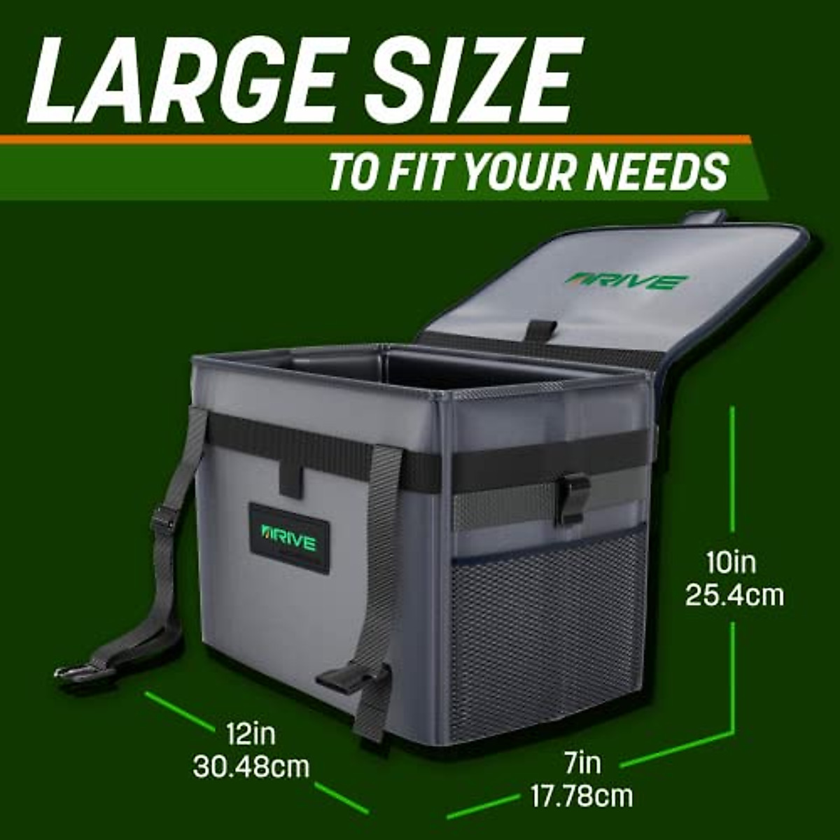 Drive Auto Car Trash Can - Collapsible, Leakproof Garbage Bin with Adjustable Strap and 20 Trash Bags - Car & Truck Accessories for Men and Women - Grey with Lid