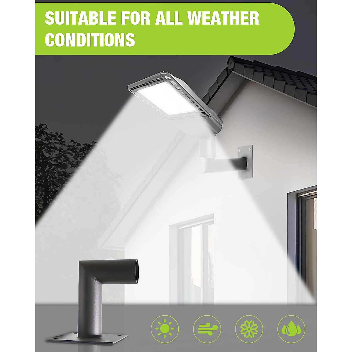 YXL 90 Degree Wall Mount Bracket with 2-3/8in OD Tenon, Wall Mount L Shape Bracket for LED Street Lights Parking Lot Lights Street Lights Shoebox Area Lights, Heavy Duty Steel, Dark Bronze, 2 Pack