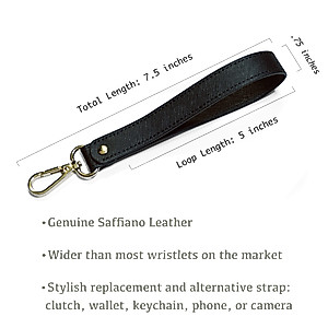 We Accessorize Replacement Leather Wristlet Strap (Black), X-Small