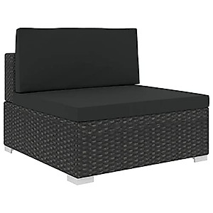 vidaXL 8 Piece Garden Lounge Set with Cushions Poly Rattan Black