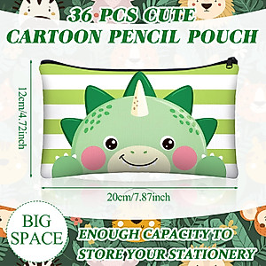 Affrolling 36 Pcs Cartoon Animal Pencil Case Bulk Cute Cartoon Pencil Pouch Multicolor Canvas Pen Bag Organizer with Zipper Stationery Back to School Supplies(Lovely)