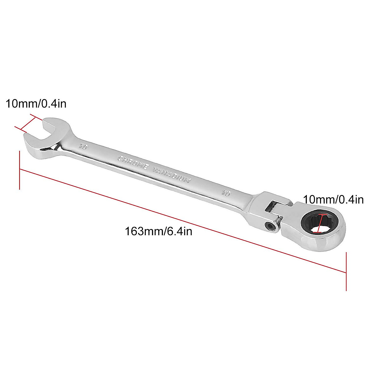 ABuff Flexible Head Ratcheting Wrench, 3 PCS 10 mm Ratcheting Box Wrench Set with 5° Movement and 72 Teeth for Projects with Tight Space