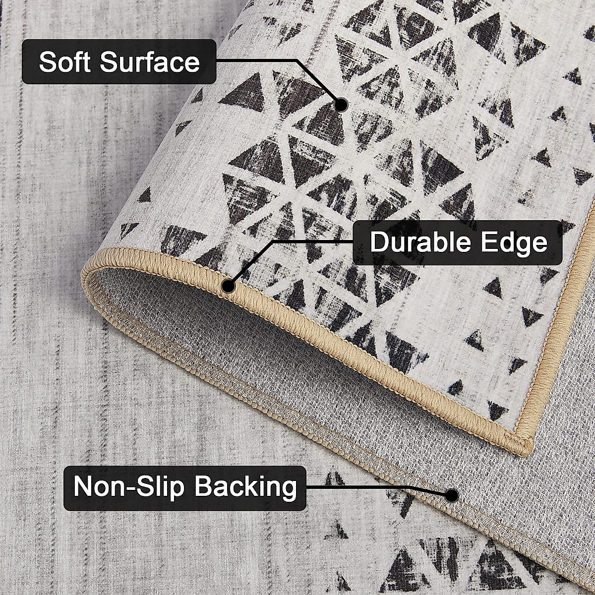 8x10 Area Rugs for Living Room Bedroom: Large Machine Washable Rug with Non-Slip Backing Non Shedding Stain Resistant, Soft Geometric Moroccan Carpet for Dining Room Nursery Home Office - Brown/Ivory