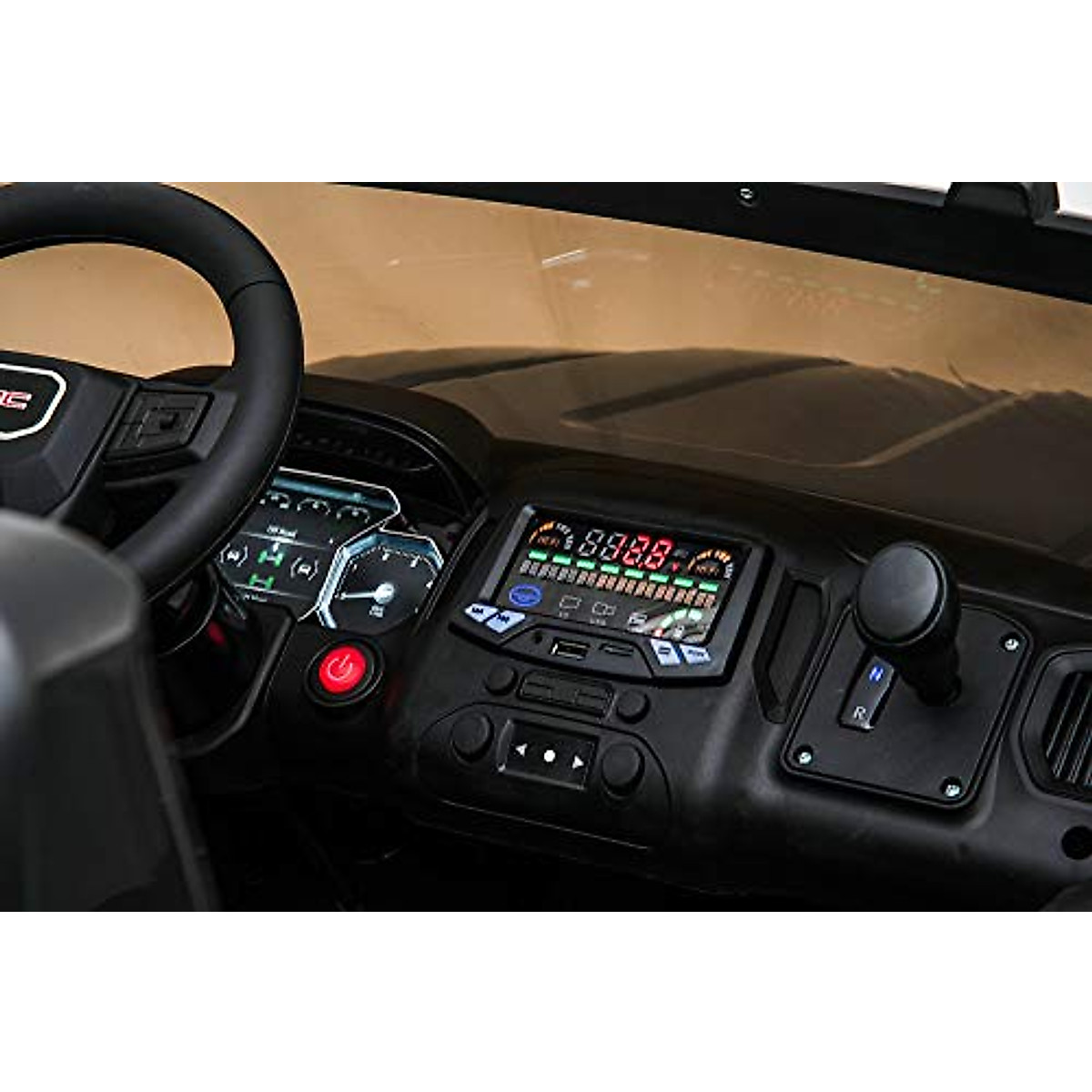 DAKOTT GMC Sierra Denali HD Two Seater 12 Volt Ride-On Truck w/ 2.4G Remote Control, LED Lights, Horn, Music, MP3/USB, Storage Box, Spring Suspension, Electric Vehicle for Kids .