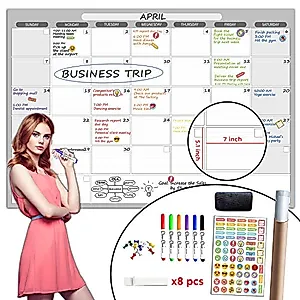 Dry Erase Wall Calendar - 52" x 36" X Large Undated Monthly Planner for Home, Office, School - Reusable Jumbo Laminated Task Organizer