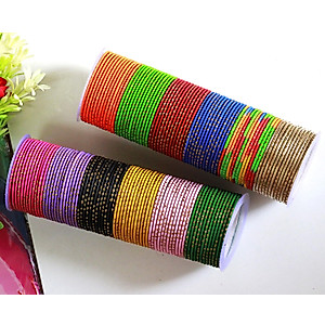 Ratna creation Bollywood Indian Traditional 144 pcs Multi Color Bangle Bracelet Set Women Wedding Partywear Arrangement Costume Jewelry Set (2.6)