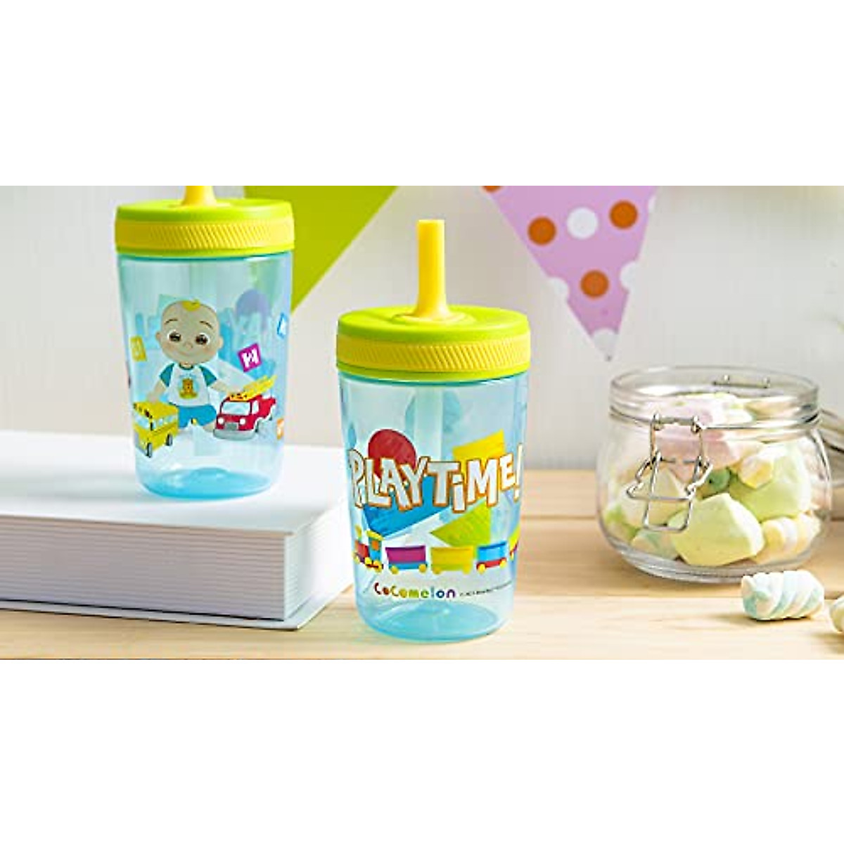 Zak Designs 15oz Cocomelon Kelso Tumbler Set, Leak-Proof Screw-On Lid with Straw Made of Durable Plastic and Silicone, Perfect Bundle for Kids, 1 Count (Pack of 1)
