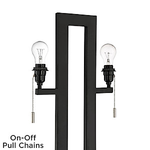 360 Lighting Neil Modern Rustic Table Lamp 26" High with USB Charging Port Black Open Metal White Fabric Rectangular Shade for Bedroom Living Room House Home Bedside Nightstand Office Family