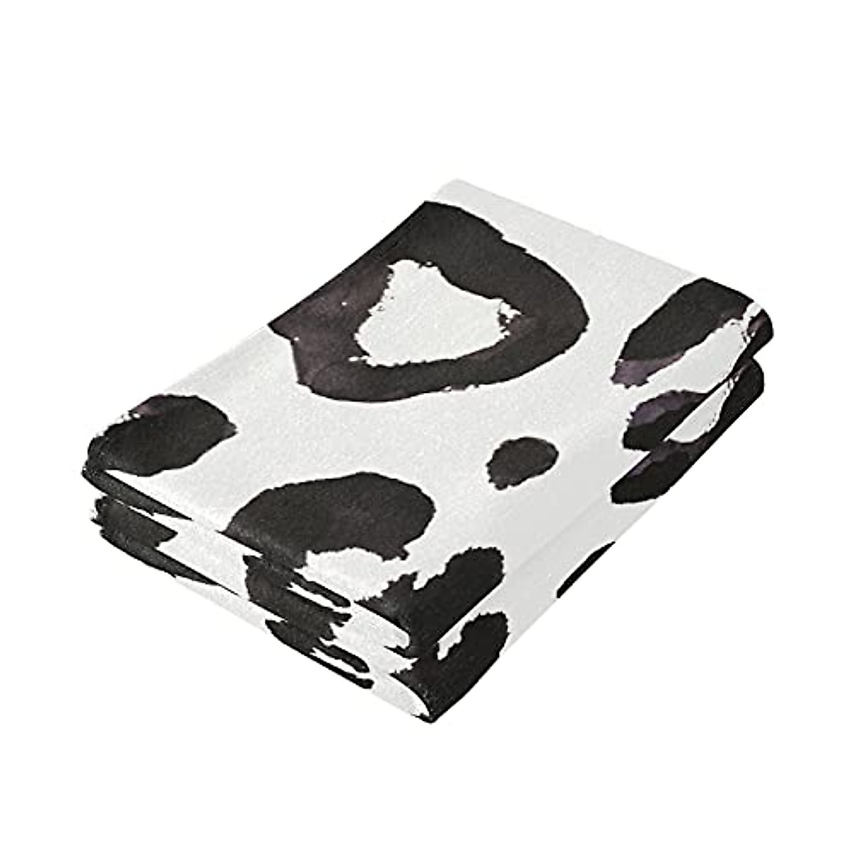 Leopard Print Cheetah Black White Towels Set of 2 Hand Towel Absorbent Face Towel Soft Dish Towels for Gym Bath Kitchen Decor 28x14 Inches