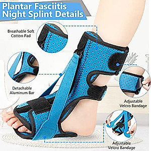 WOSHSHEN Plantar Fasciitis Night Splint, Adjustable Plantar Fasciitis Relief Night Splint for Women & Men, Relief Brace for Plantar Fasciitis Relief, Achilles Tendonitis and Foot Drop (Black, Large)