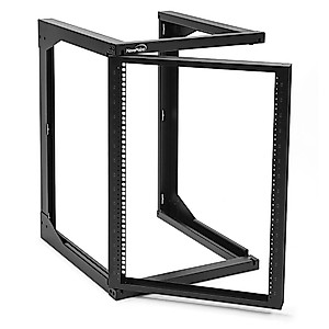 NavePoint 15U Server Rack with Swing Gate - 15U Wall Mount Rack for 19 Inch IT Equipment Open Frame Rack – Network Rack Wall Mount for AV & Server Equipment 24” Deep 15U Rack, Black