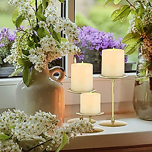 Golden Cylindrical Candle Holder Set (6 Piece Set) Metal Candle Holder Holder, Used for Table Decoration, Home Decoration, Wedding