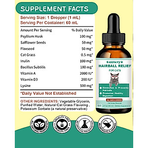 Cat Hairball Control | Hairball Cat Treats for Skin & Coat, Digestion, Nutrient Absorption | Fur Ball Remedy for Cats with Natural Ingredients & Vitamins | Cat Hairball Treatment | Cat Grass Flavor