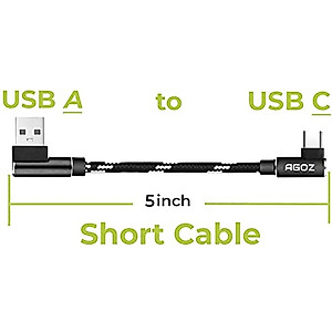 AGOZ 5 inch 90 Degree Right Angle Elbow USB A to USB C Cable Cord for DJI MAVIC PRO AIR, DJI OM 4, OM 5 Drone Remote Controller RC to USB A to USB C (Samsung Galaxy Note 20 10 9 8, S22, S21, S20, S10)