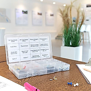 Qualihome Household Repair and Hanging Kit: Screws, Nails, Wall Anchors, Cup Hooks, Picture Hangers, Push Pins, and More