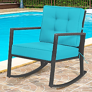 Bed Bath & Beyond Patio Rocking Chair Outdoor Glider Rattan Rocker Chair Turquoise