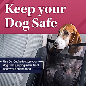 Car Cache Purse Holder for Car - Net Pocket Organizer for Handbag Storage Between Seats - Dog Car Barrier - Car Accessories for Women and Men - Black