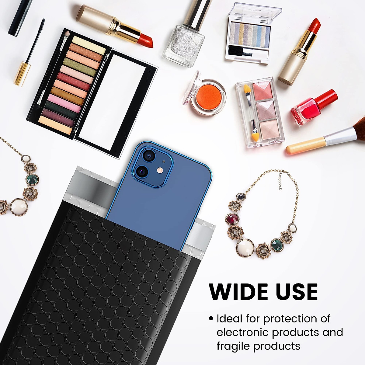 Fuxury Black Bubble Mailers 4x8 Inch 100 Pack, Waterproof Padded Envelopes Self Seal Bubble Envelopes, Padded Mailers for Small Business, Envelope Mailers Bulk#000