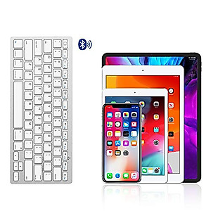 OMOTON Ultra-Slim Bluetooth Keyboard for iPad 10.2(9th/ 8th/ 7th Generation)/ 9.7, iPad Air 4th Generation, iPad Pro 11/12.9, iPad Mini, and More Bluetooth Enabled Devices, White