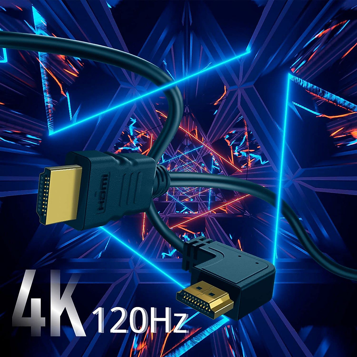 TNP HDMI Cable Left Angle 90 Degree (15FT) - High Speed HDMI 2.0 Cord, Supports UHD 4K 60hz 2K 2160p Full HD 1080p Quad HD 1440p 3D ARC/eARC Ethernet for Xbox One X/S PS4 Pro/Slim & Apple TV 4K