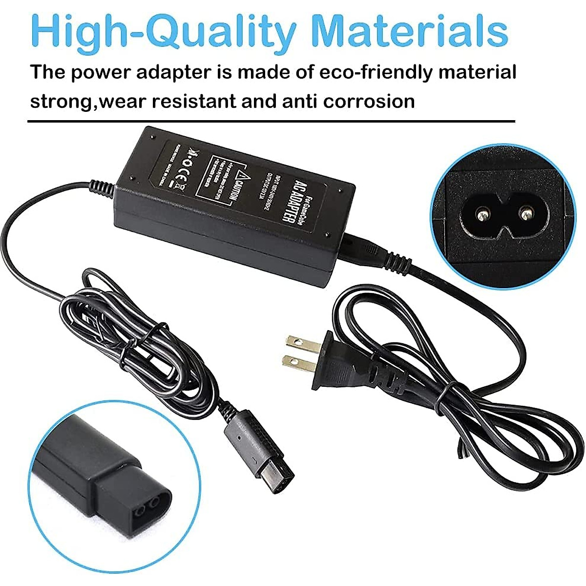 GameCube Power Cord for Nintendo NGC Console System - 12V AC Adapter, AV Cable, DC Power Supply, OEM Replacement Charger for Game Cube & Nintendo 64