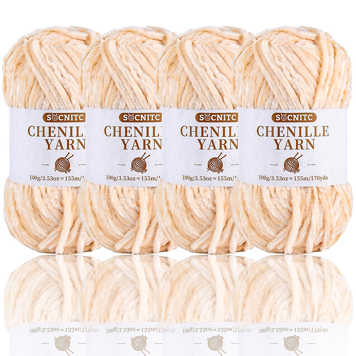 Chenille Yarn, 14OZ Soft Velvet Chenille Yarn for Crocheting and Knitting, Velvet Yarn with Stitch Marker, Big Eye Needles for Scarves, Hats, Blankets DIY Weaving Crocheting HandCrafts Yarn
