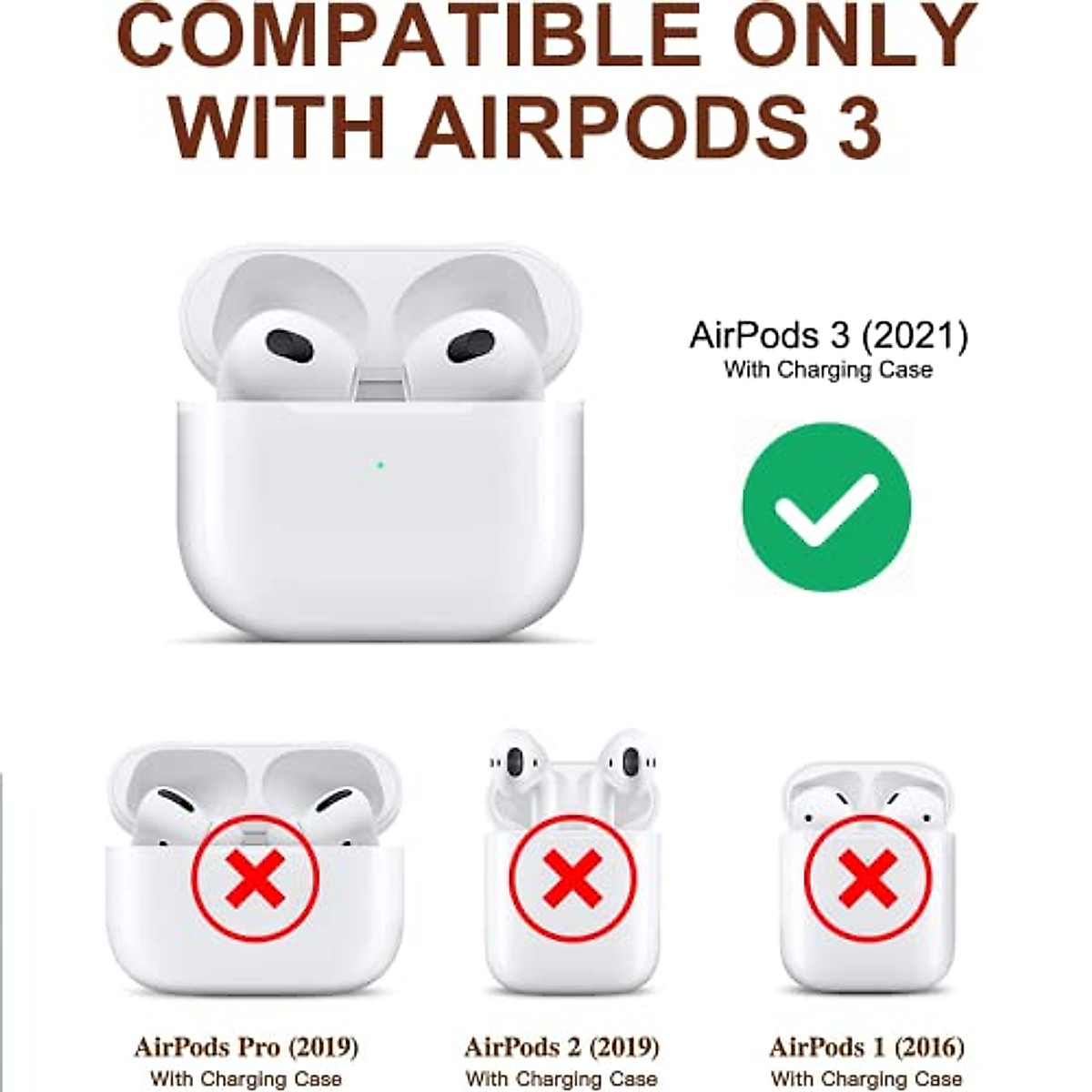 AirPods 3 Case Cover, Shiny Plated TPU Protective Accessories with Keychain Compatible with Apple AirPod 3rd Generation 2021 for Women Men Girls Boys,One-Piece [Front LED Visible]- Gold