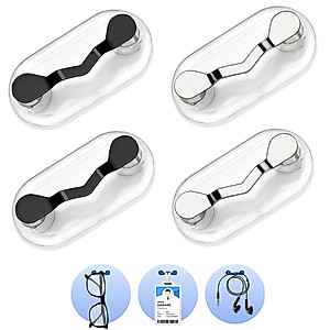 Magnetic Eyeglass Holder, 4 Pack Magnet Pin, Pins for Clothes Shirt,Magnet Badge Holder (silvery+black)